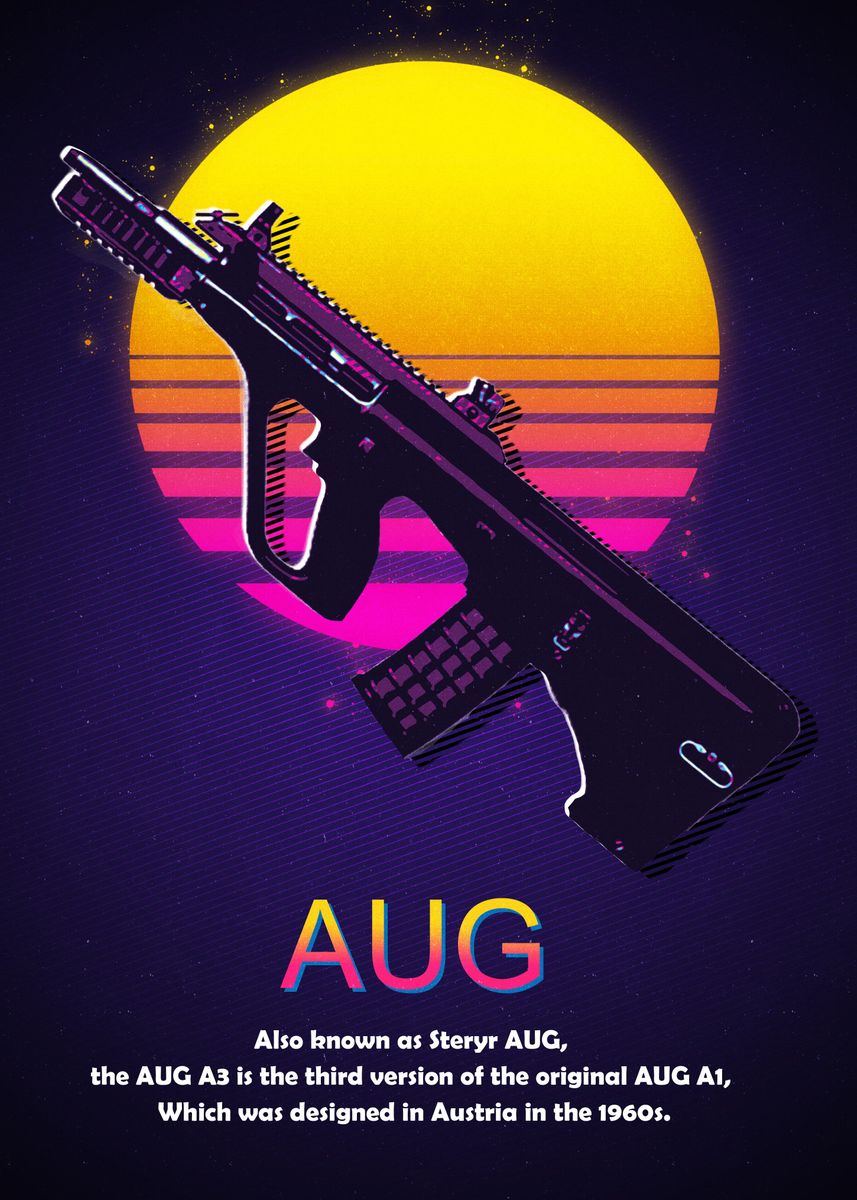 'AUG 80s' Poster, picture, metal print, paint by Oliver Qo | Displate