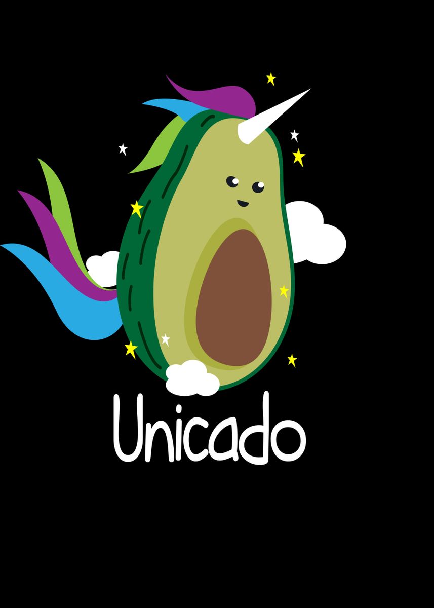 'Unicado Avocado Unicorn' Poster, picture, metal print, paint by Mooon ...