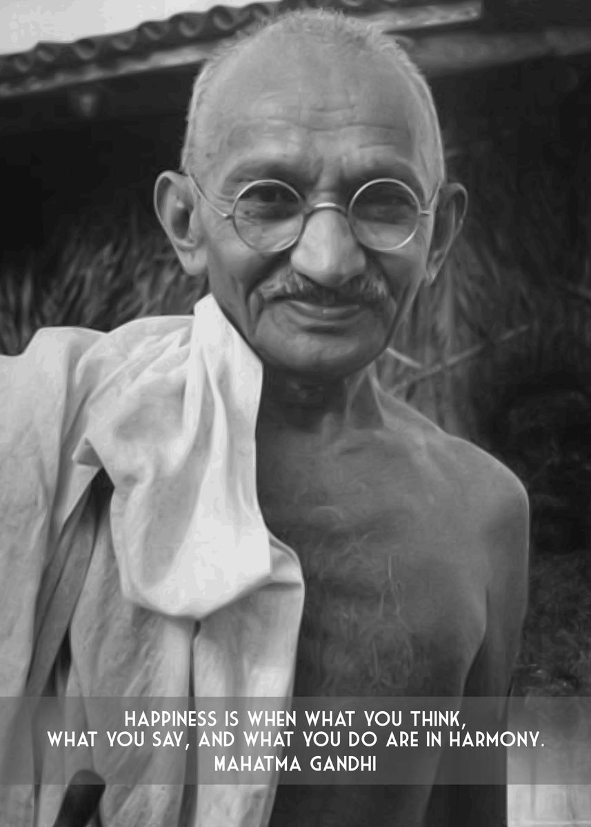 'GANDHI Happiness' Poster, picture, metal print, paint by Atomic ...