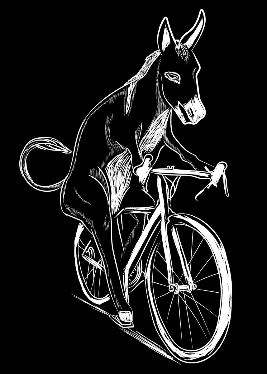 'Donkey Bicycle' Poster, picture, metal print, paint by HighLevel ...