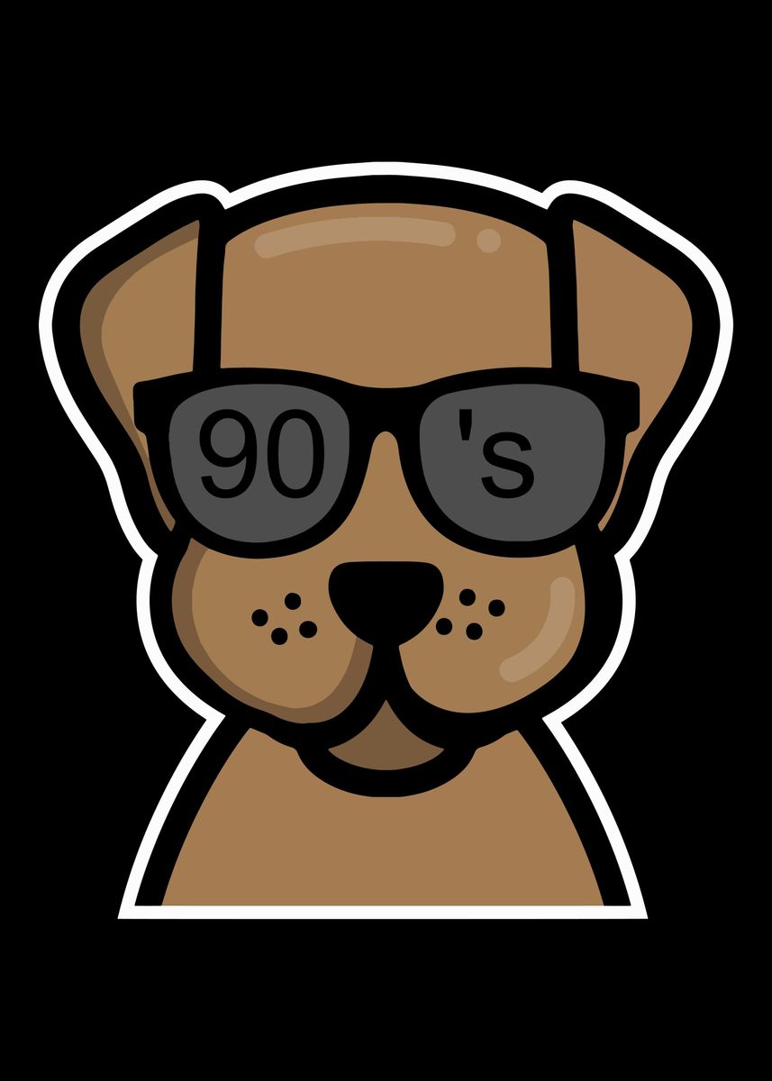 '90s Party Animal Dog' Poster, picture, metal print, paint by Sebastian ...