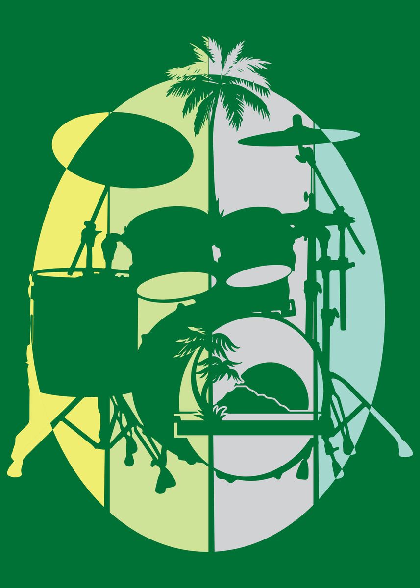 'Drummer Beach Vacation' Poster, picture, metal print, paint by Sabine ...