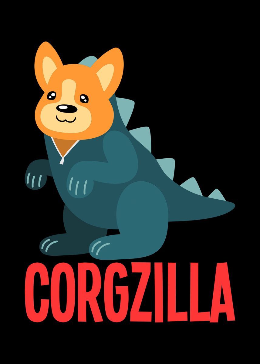 'Corgzilla Cute Corgi Dog' Poster, picture, metal print, paint by Timo ...