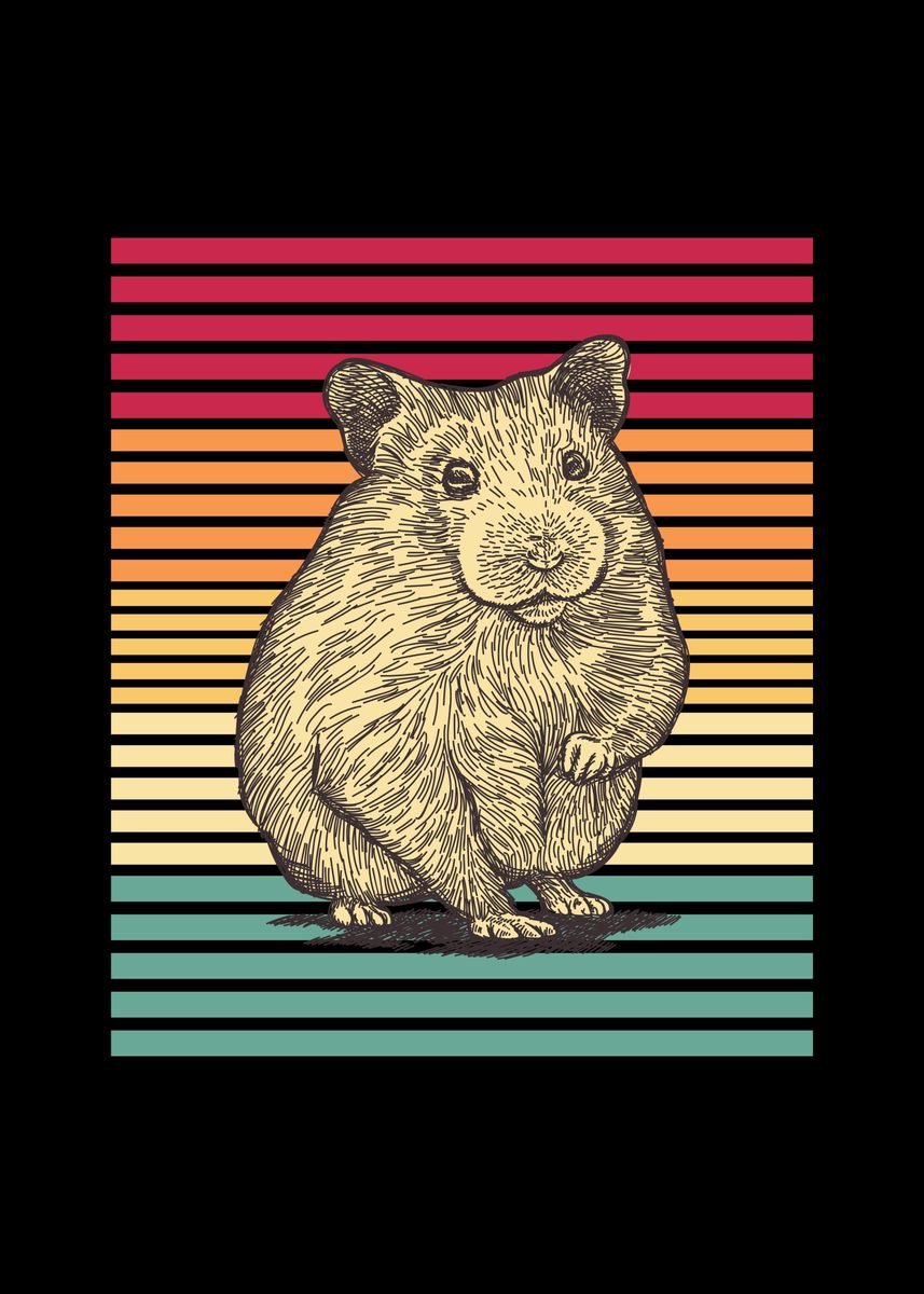 'Vintage Hamster' Poster, picture, metal print, paint by ninarts | Displate