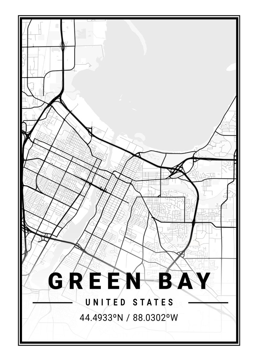 'Green Bay Light City Map' Poster by Tien Stencil | Displate