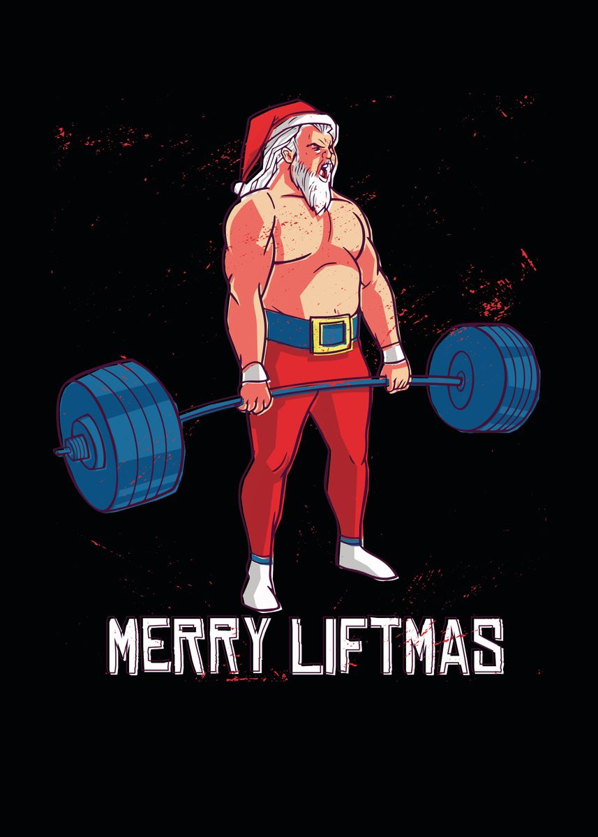 'Merry Liftmas Fitness gift' Poster, picture, metal print, paint by ...