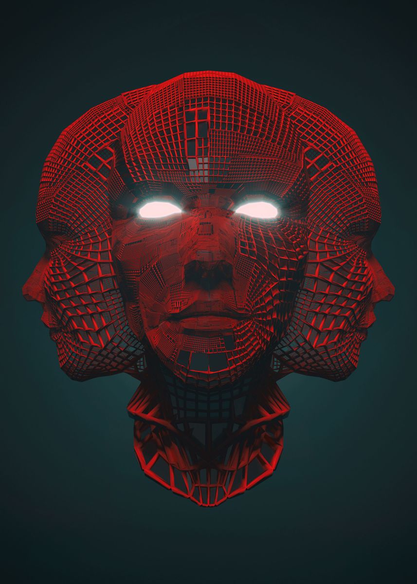 '3 RED FACE' Poster, picture, metal print, paint by Gigi Gvalia | Displate