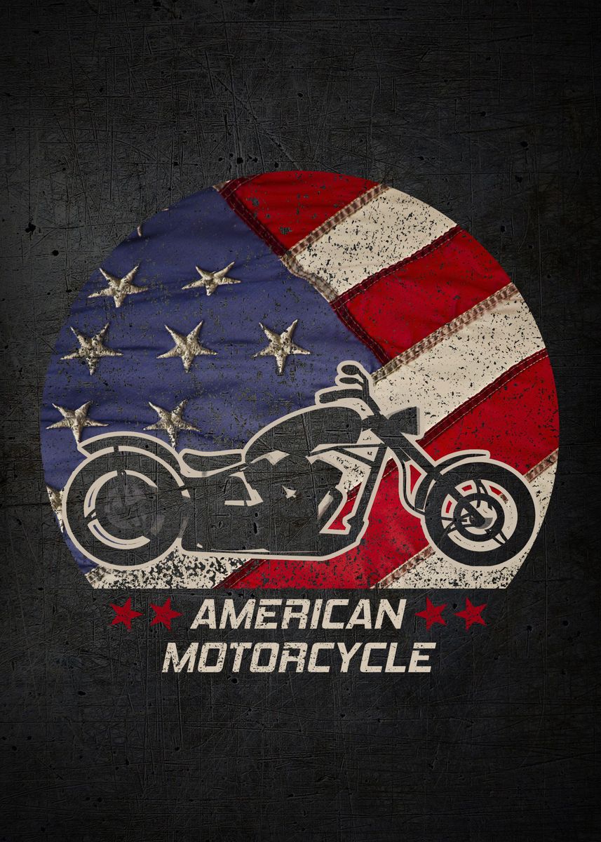 'American Pride Motorcycle ' Poster, picture, metal print, paint by ...
