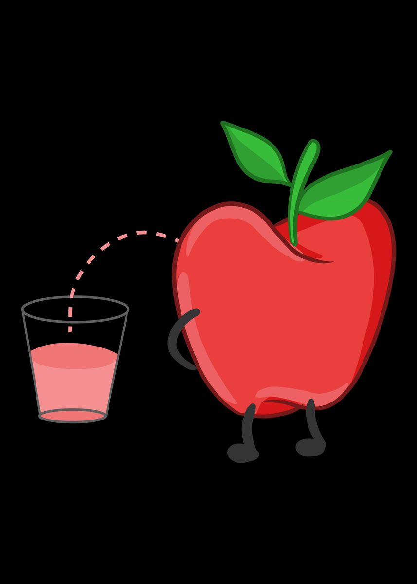 'Apple Juice Peeing Apple F' Poster, picture, metal print, paint by ...