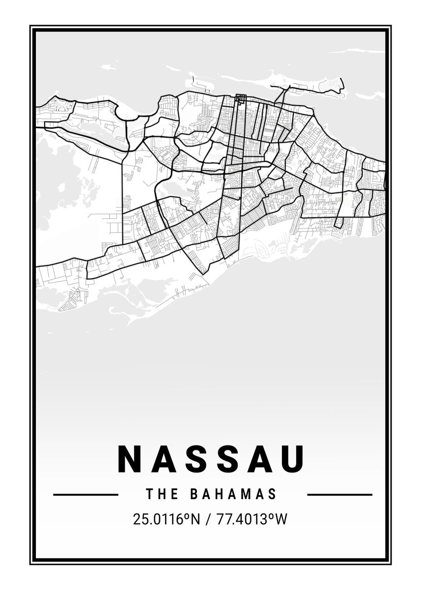 'Nassau Light City Map' Poster, picture, metal print, paint by Tien ...
