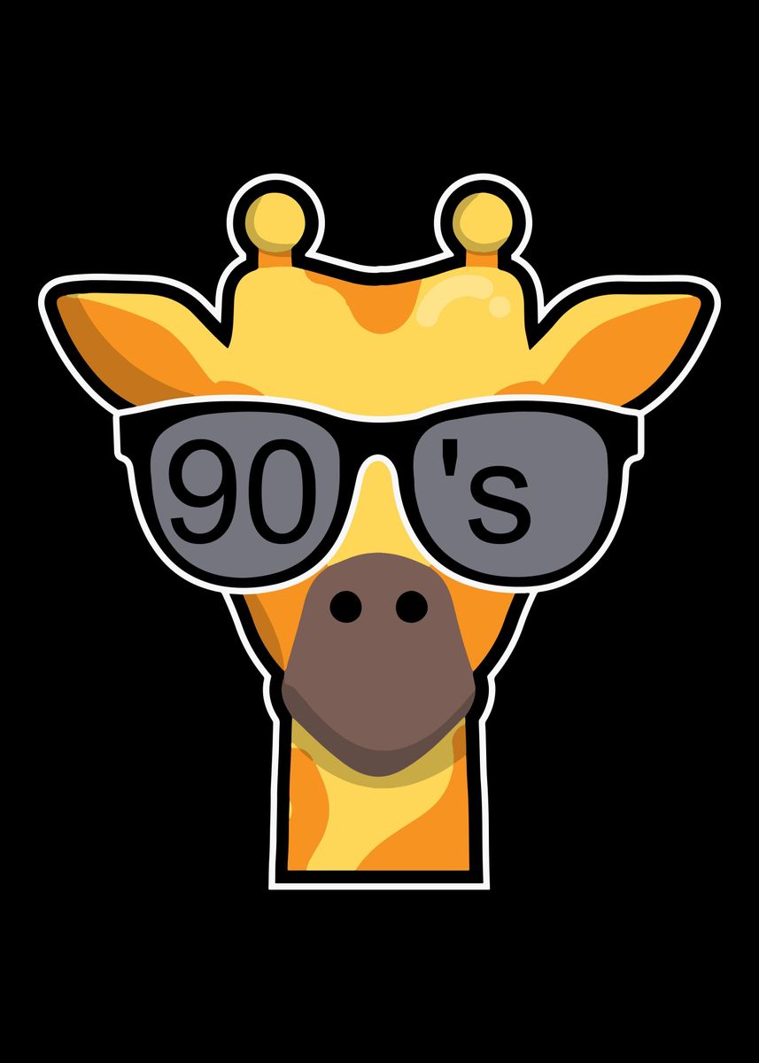 '90s Party Animal Giraffe' Poster, picture, metal print, paint by ...
