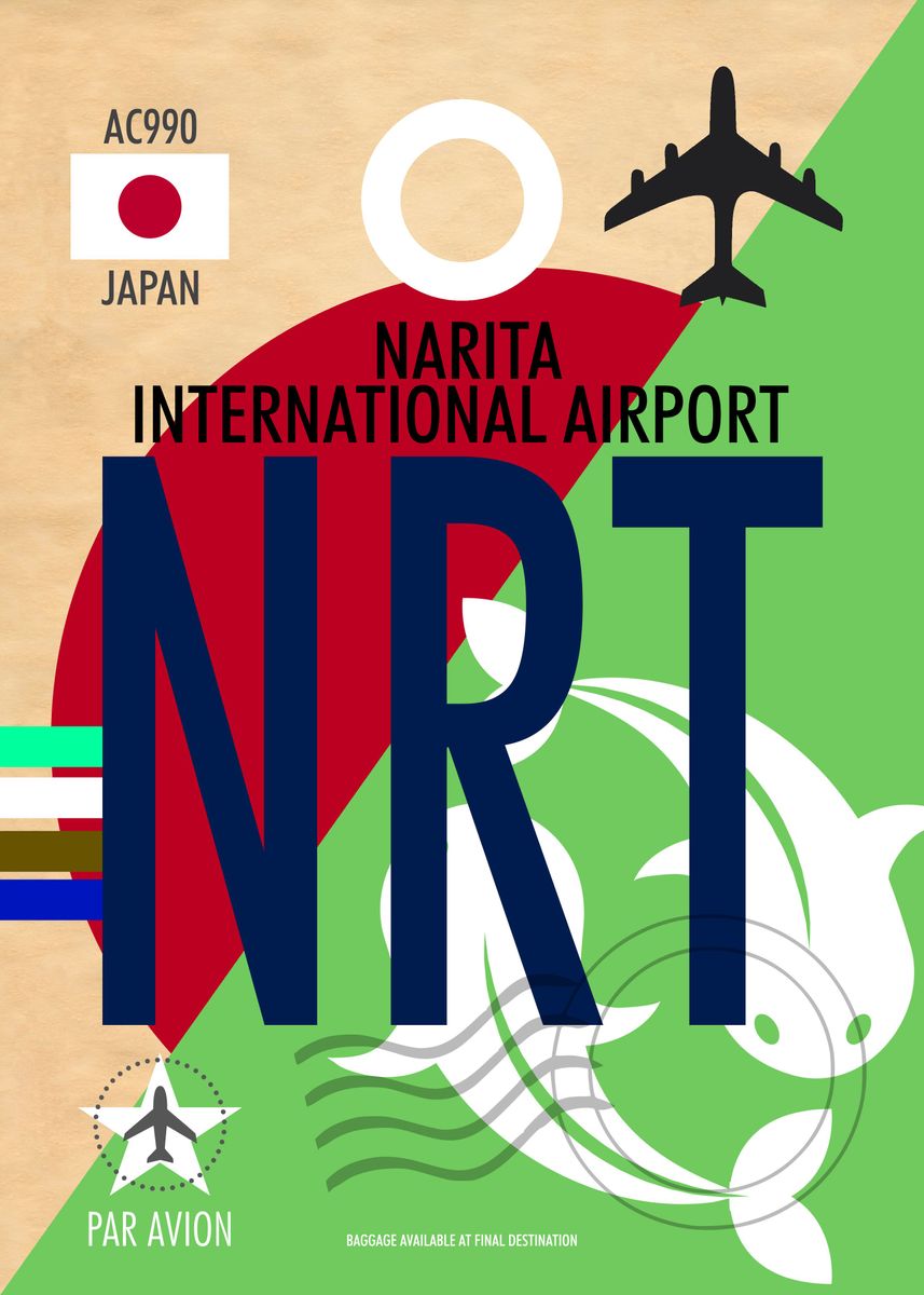 'JAPAN NARITA AIRPORT NRT' Poster, picture, metal print, paint by ...