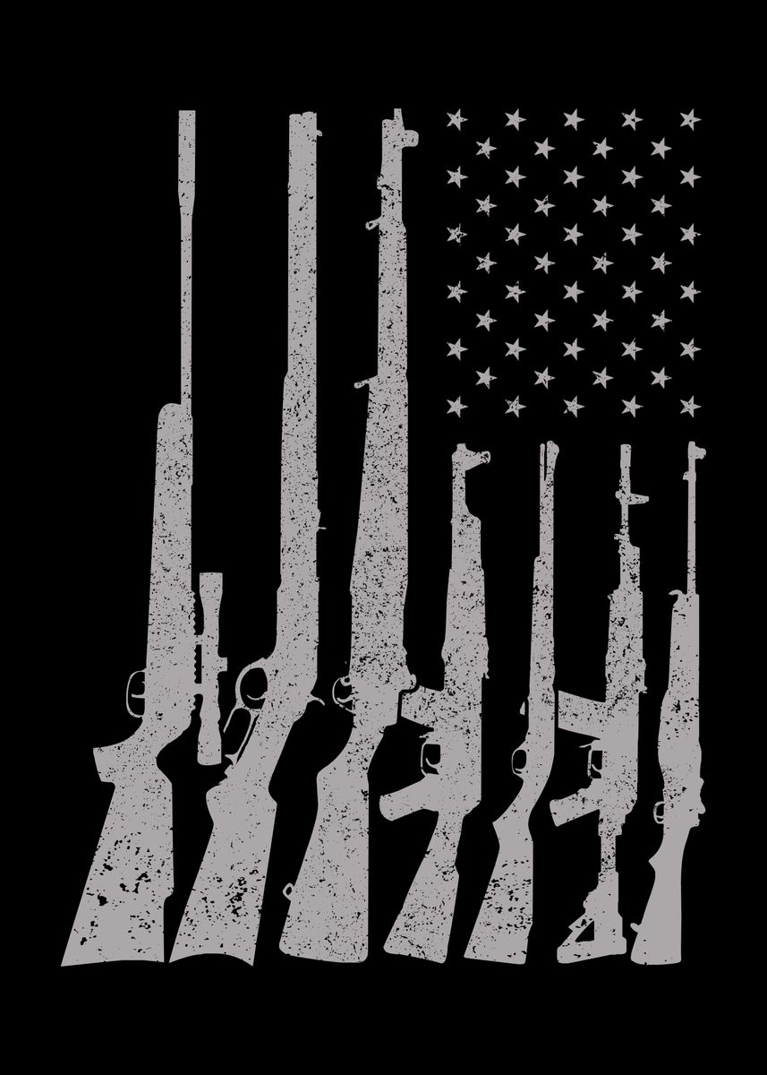 'Grunge Vintage Flag Guns' Poster, picture, metal print, paint by ...