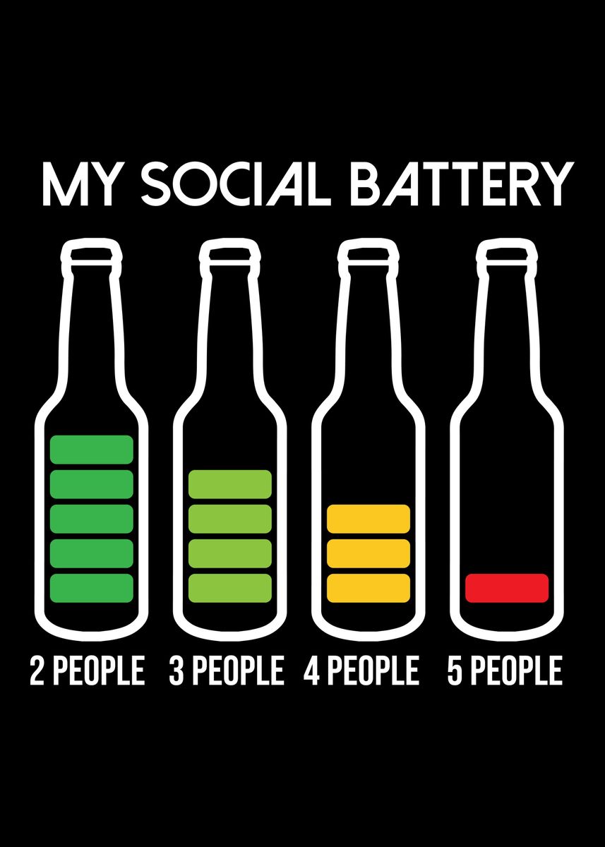 'My Social Battery Beer' Poster, picture, metal print, paint by ...