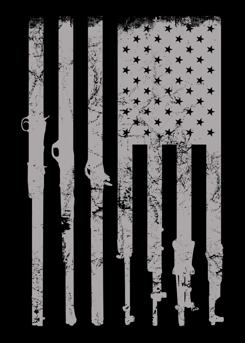 'Flag Guns I Distressed Gun' Poster by AmazingDesigns | Displate