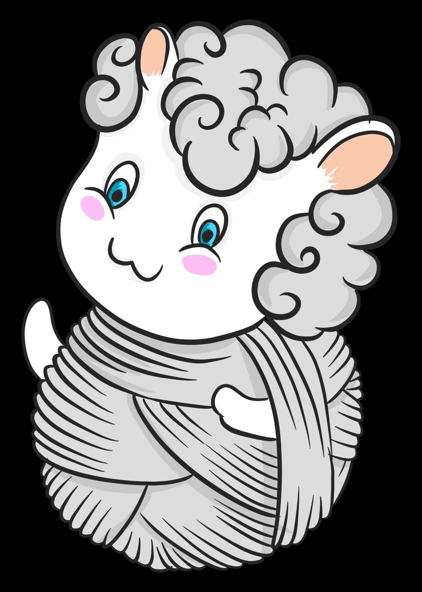 'lamb sheep knitting wool' Poster, picture, metal print, paint by ...