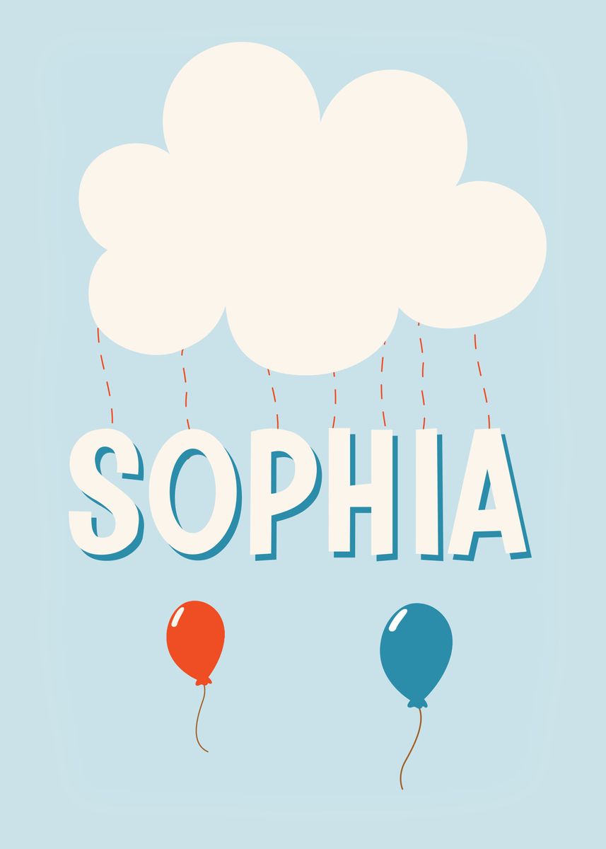 'Sophia Baby Name Gift Sign' Poster, picture, metal print, paint by ...