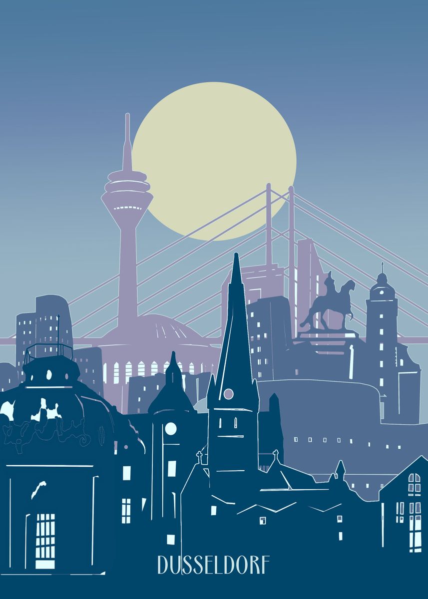 'dusseldorf city minimal 2' Poster, picture, metal print, paint by ...