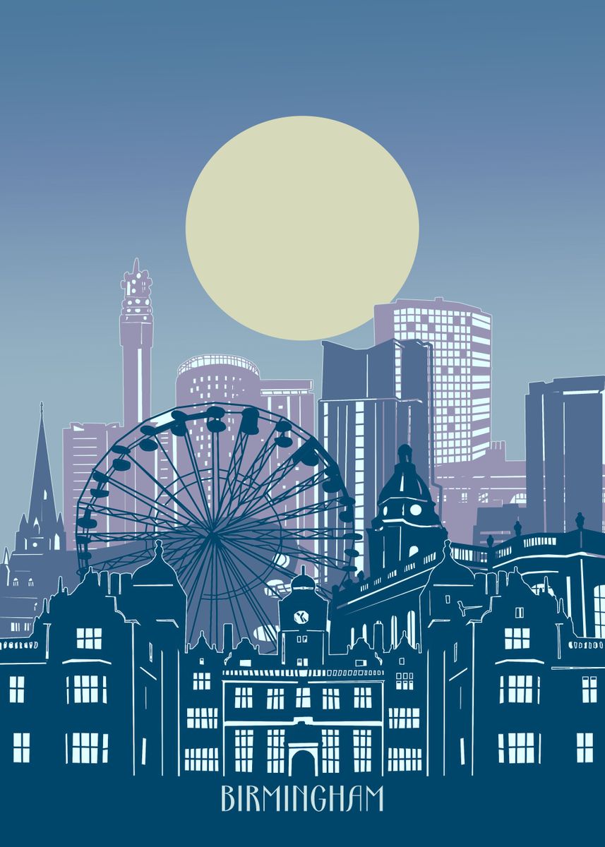 'birmingham city minimal 2' Poster, picture, metal print, paint by ...