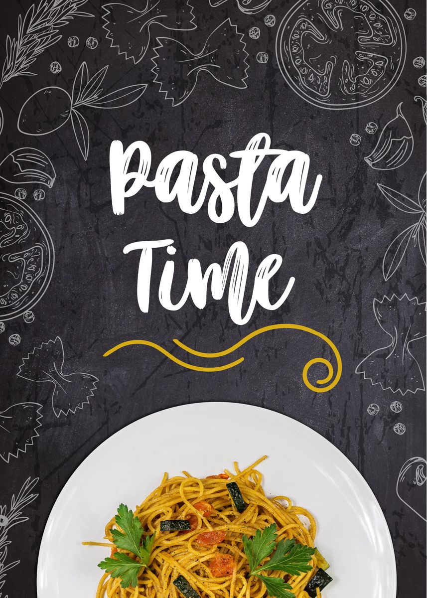 'Pasta Time' Poster, picture, metal print, paint by Paola Meloni | Displate