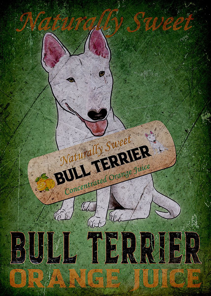 'Bull Terrier' Poster, picture, metal print, paint by Nick Cournoyer ...