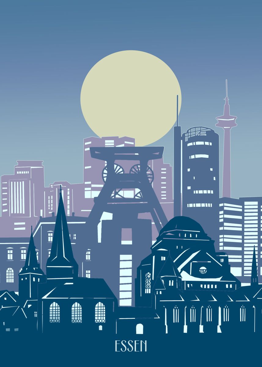 'essen city minimal 2' Poster, picture, metal print, paint by Bekim Art ...