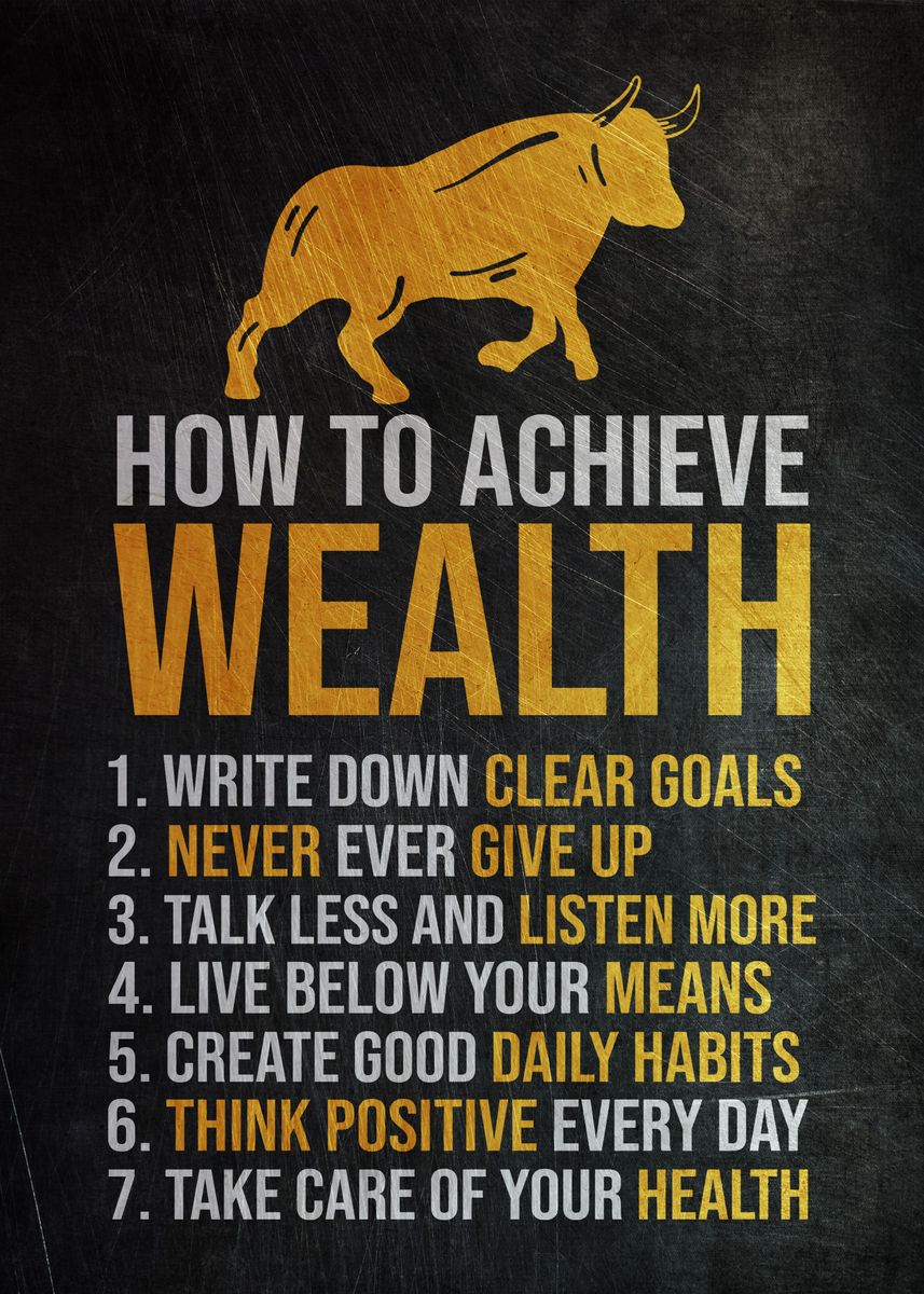 'How To Achieve Wealth Gold' Poster, picture, metal print, paint by ...
