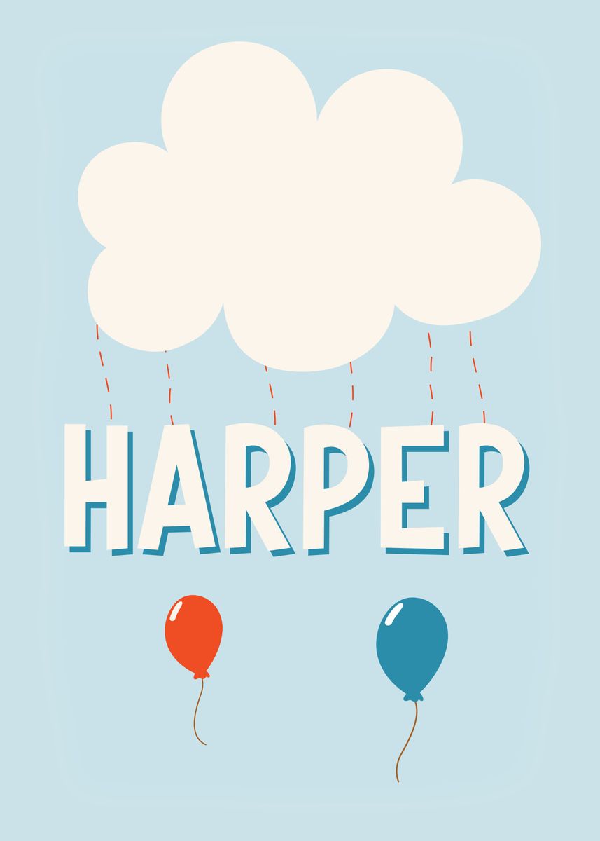 'Harper Baby Name Gift Sign' Poster, picture, metal print, paint by ...