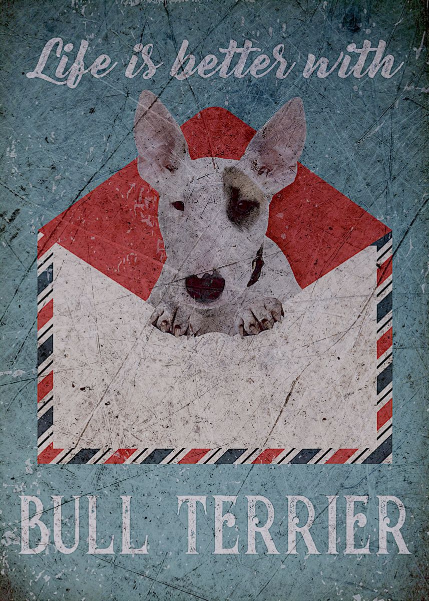 'Bull Terrier' Poster, picture, metal print, paint by Nick Cournoyer ...