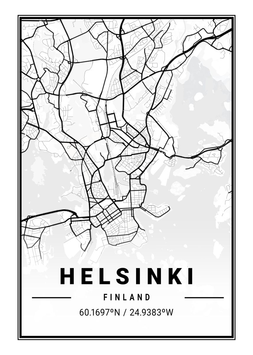 'Helsinki Light City Map' Poster by Tien Stencil | Displate