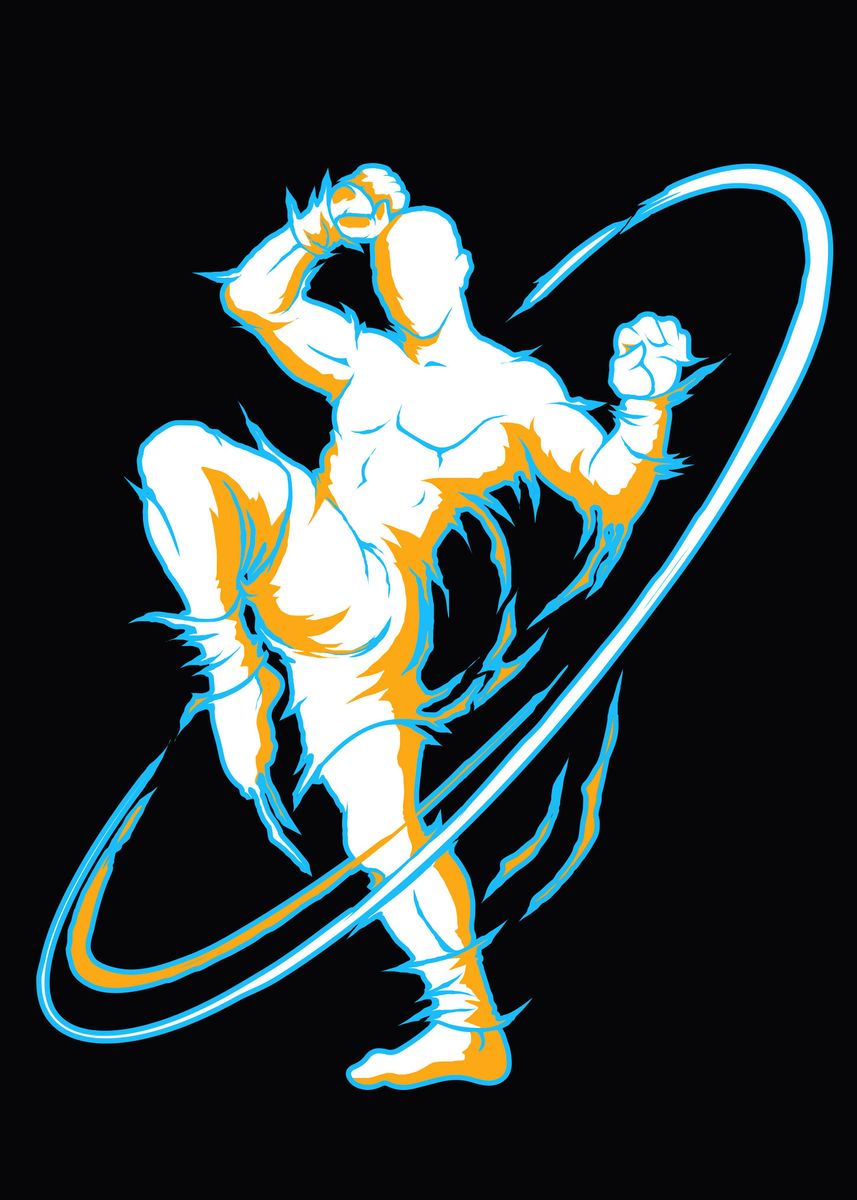 'kick boxing' Poster, picture, metal print, paint by dam art | Displate