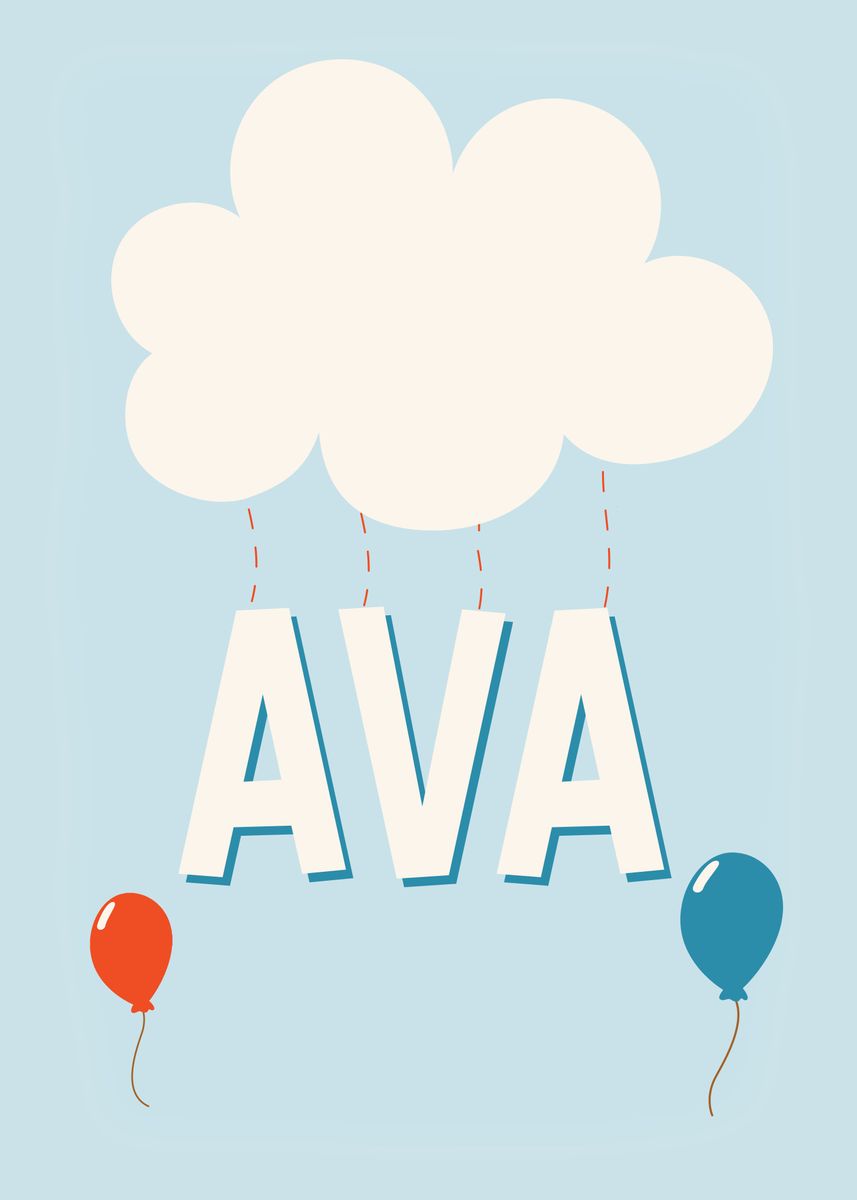 'Ava Baby Name Gift Sign' Poster, picture, metal print, paint by Held ...