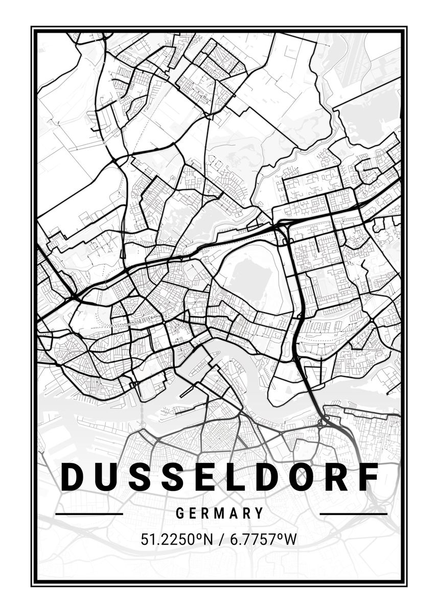 'Dusseldorf Light City Map' Poster by Tien Stencil | Displate