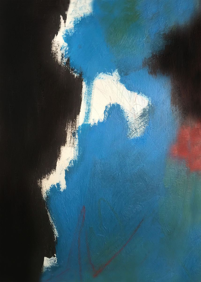 'Blue Black Abstract Art' Poster, picture, metal print, paint by Vibes ...