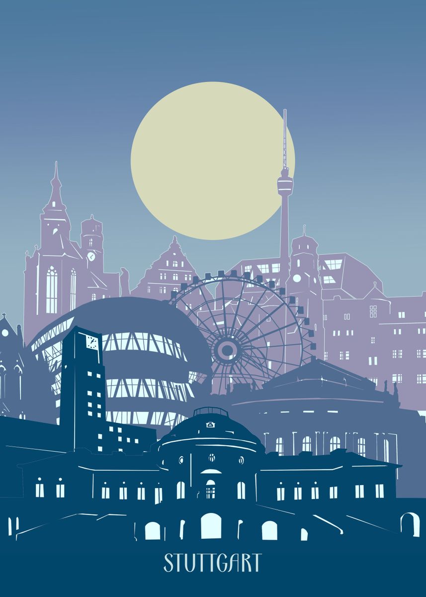 'stuttgart city minimal 2' Poster, picture, metal print, paint by Bekim ...