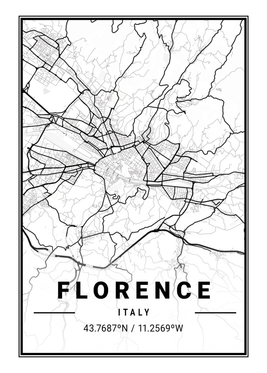 'Florence Light City Map' Poster, picture, metal print, paint by Tien ...