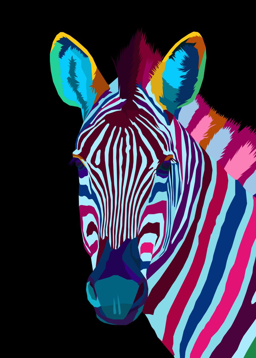 'Colorful zebra' Poster, picture, metal print, paint by Queensy Collin ...