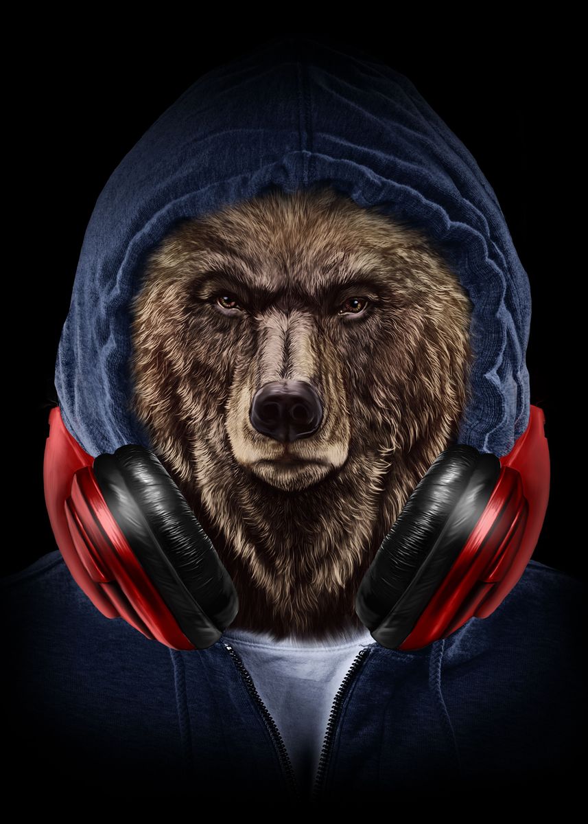 'Rapper Bear in Hoodie' Poster by Fox Republic | Displate