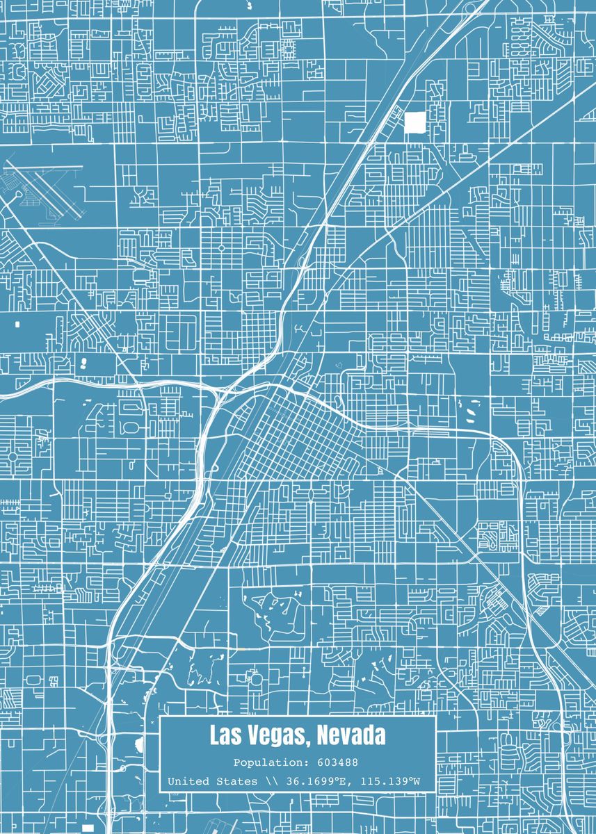 'Las Vegas NV Topo Map Blue' Poster by Outward Cartography | Displate