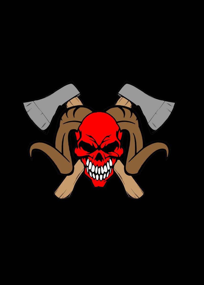 'Devilish Skull' Poster, picture, metal print, paint by Norden | Displate