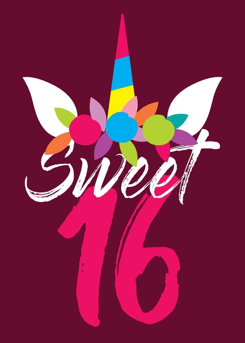 'Sweet Sixteen Unicorn' Poster, picture, metal print, paint by David ...