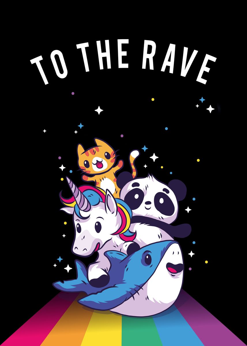 'TO THE RAVE Techno EDM' Poster, picture, metal print, paint by Bigup ...