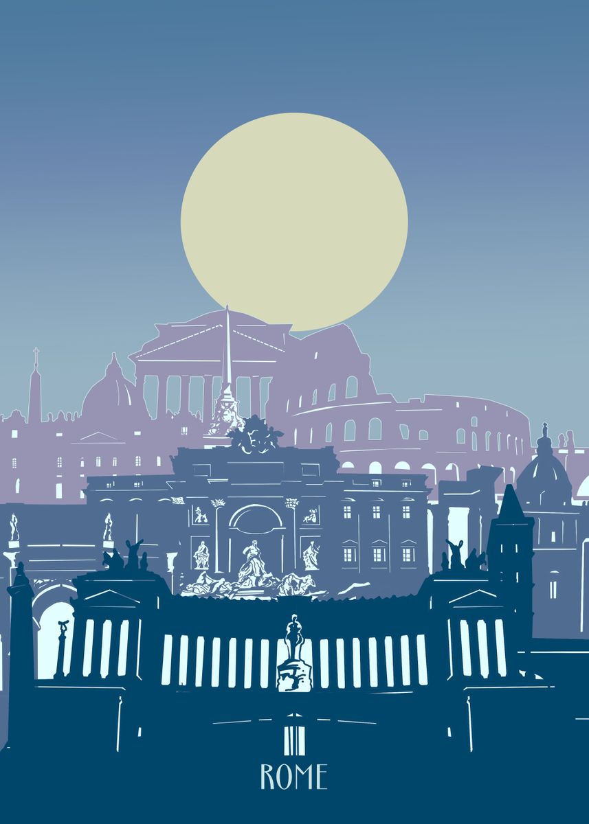 'rome city minimal 2' Poster, picture, metal print, paint by Bekim Art ...