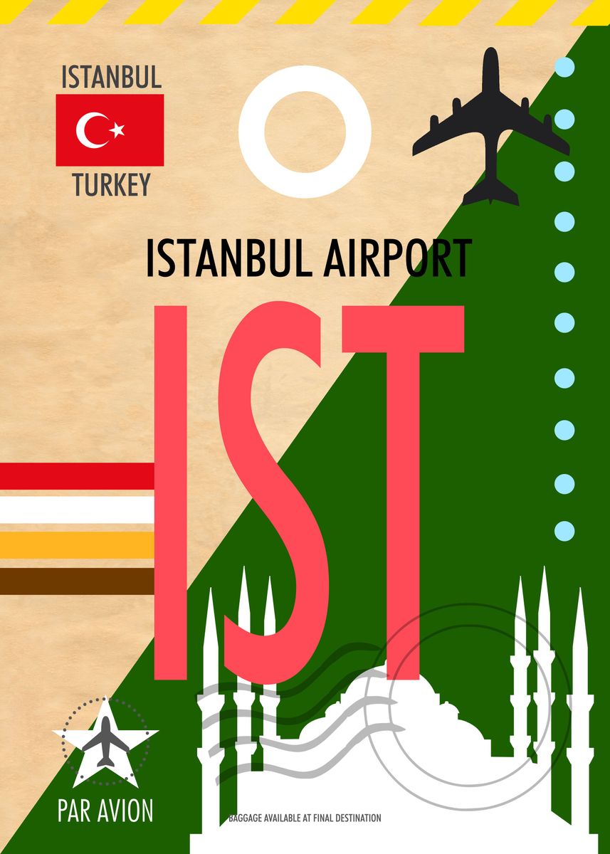 'ISTANBUL AIRPORT IST' Poster, picture, metal print, paint by Atomic ...