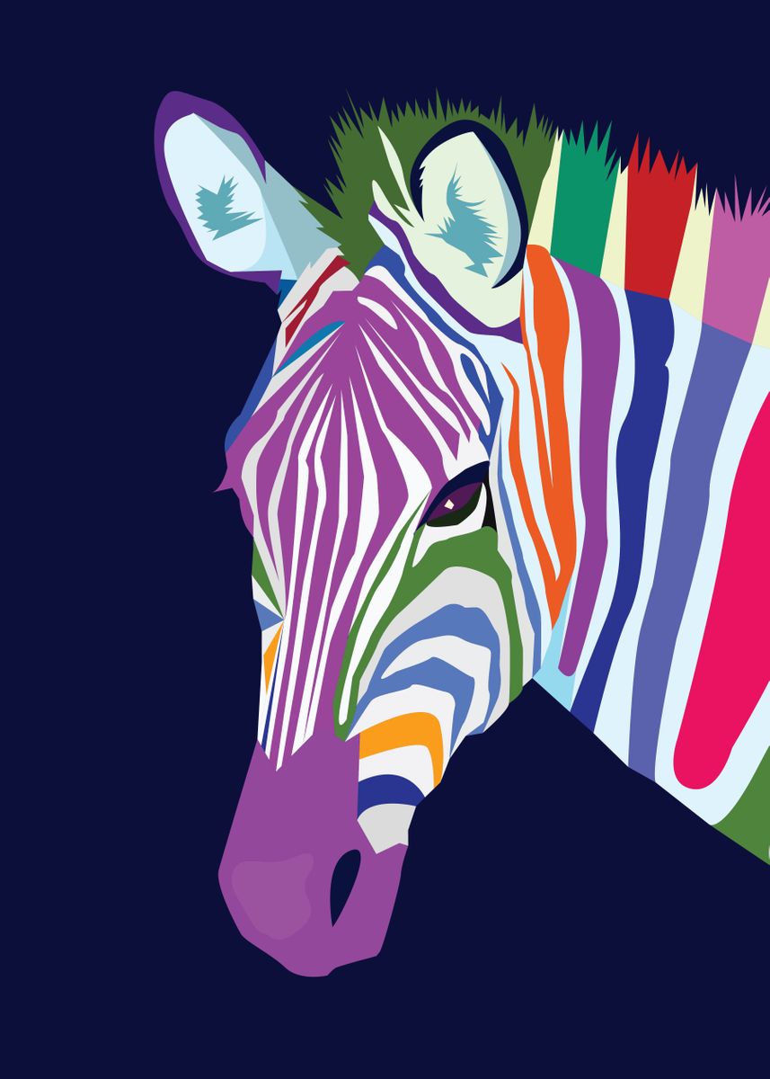 'Colorful zebra' Poster, picture, metal print, paint by Queensy Collin ...