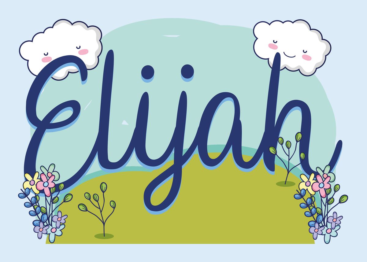 'ELIJAH Baby Name Sign Gift' Poster by Ingo Helmet | Displate