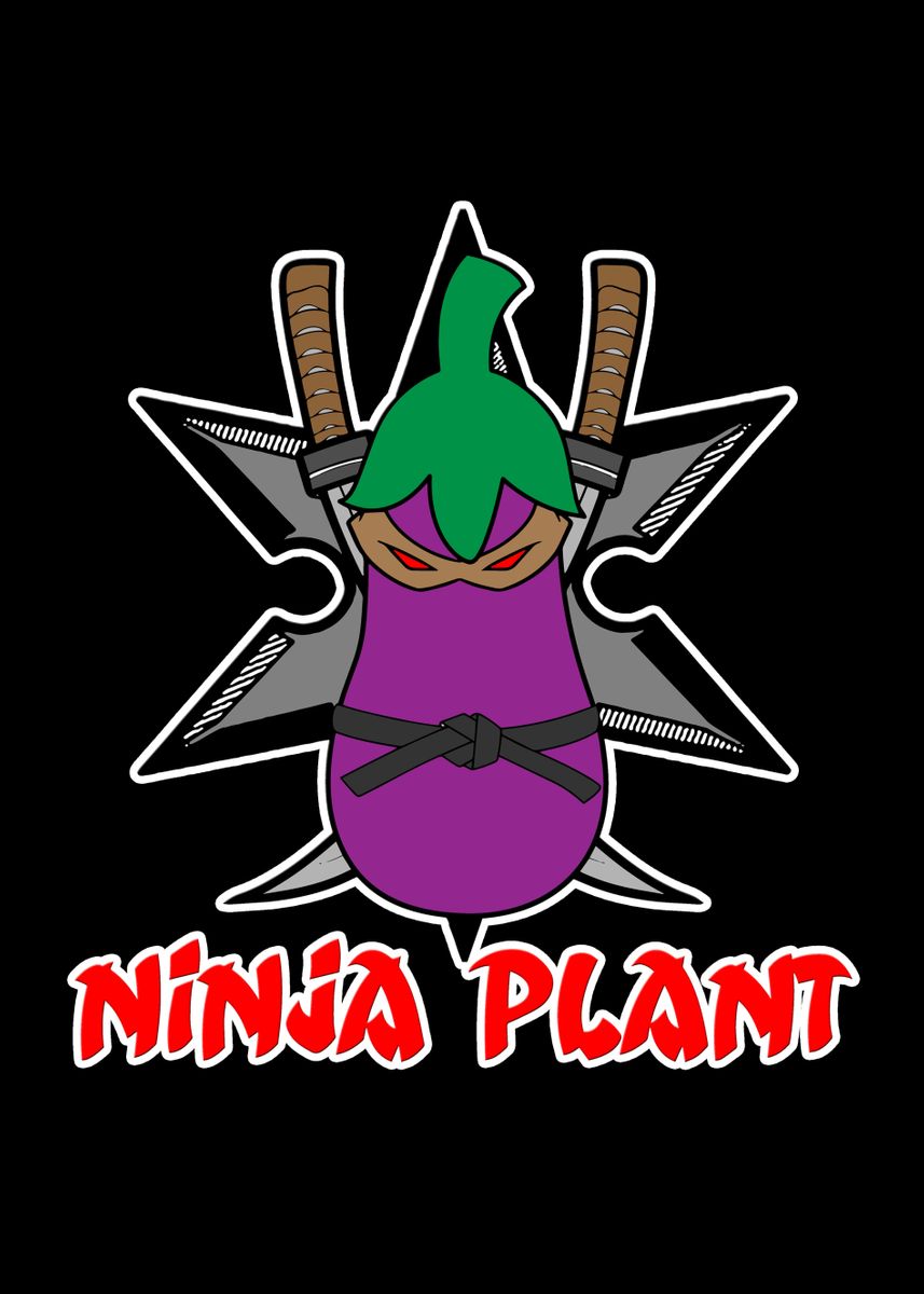 'Ninja Plant Eggplant' Poster, picture, metal print, paint by Norden ...