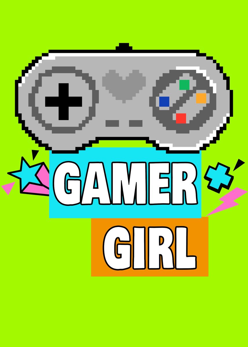 'Retro Gamer Girl' Poster, picture, metal print, paint by HighLevel ...