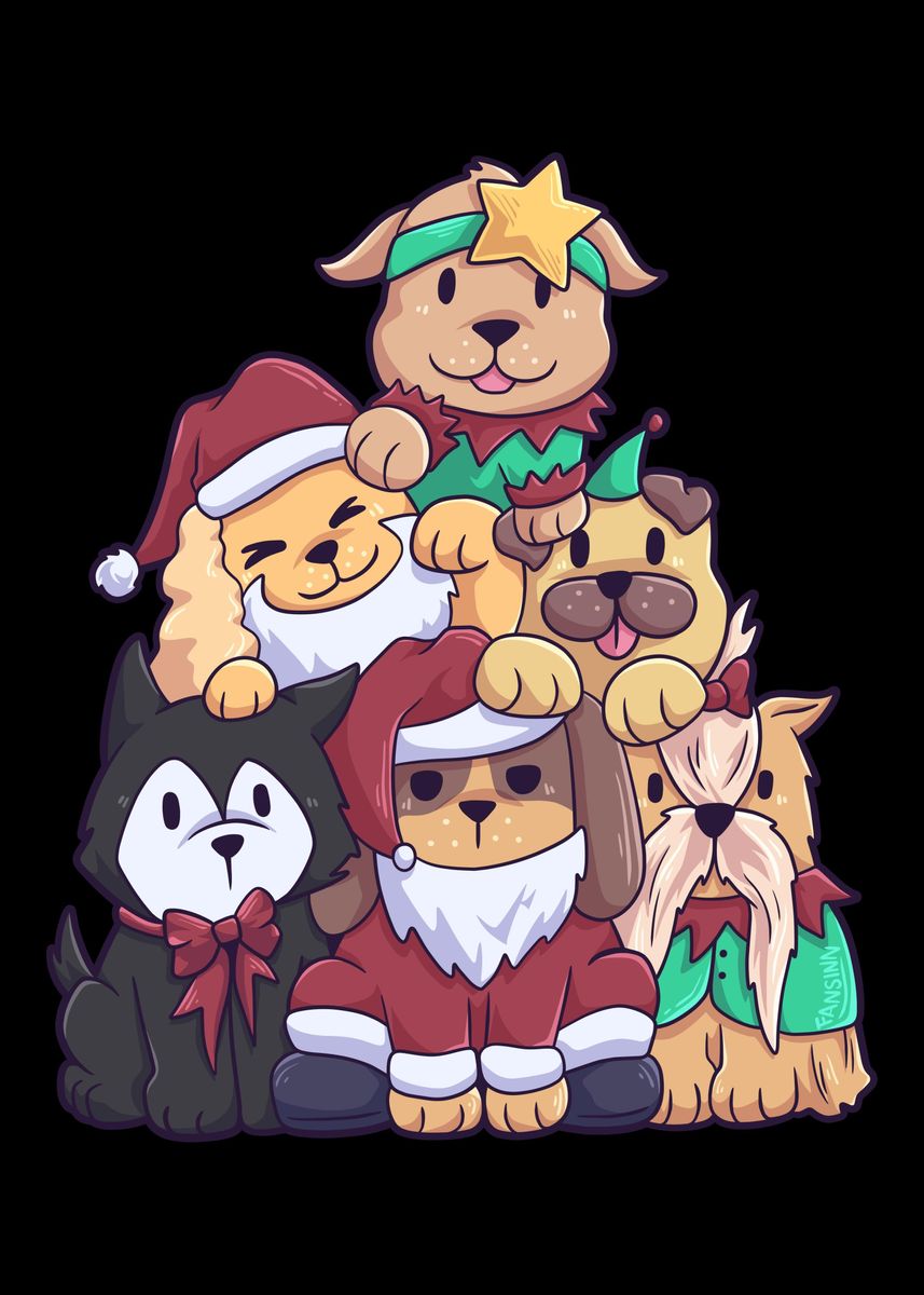 'Christmas Dog Christmas Do' Poster, picture, metal print, paint by ...