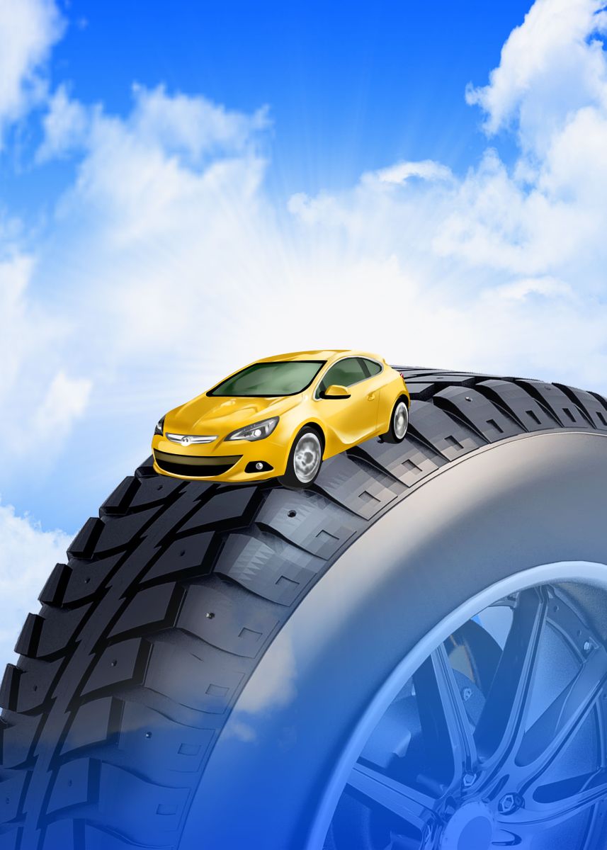 'Car drive on tire' Poster, picture, metal print, paint by Max Ronn ...